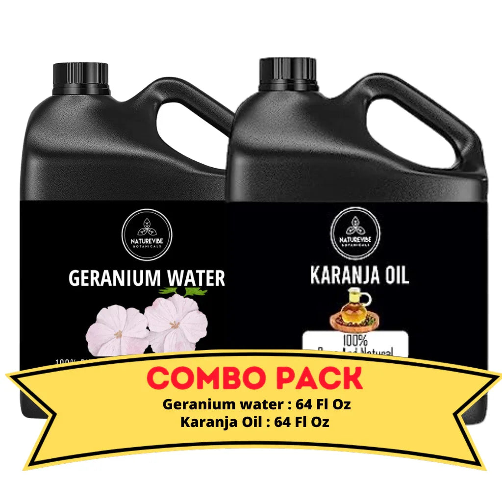 Geranium Water & Karanja Oil - Bundle of 64 Ounces Each | Hydrating an