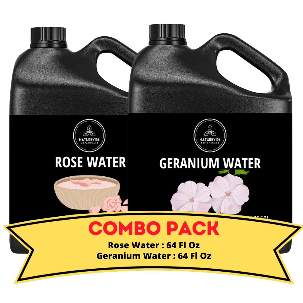 Rose Water & Geranium Water - Bundle of 64 Ounces Each Liquid Toner